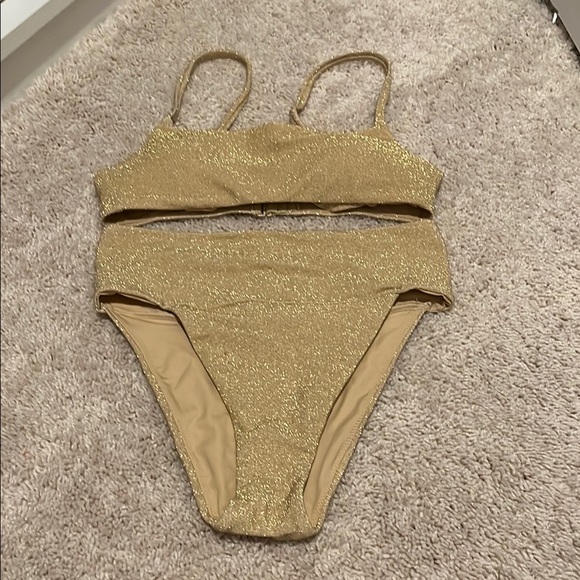 aerie | Swim | Gold Glitter Bikini Set | Poshmark